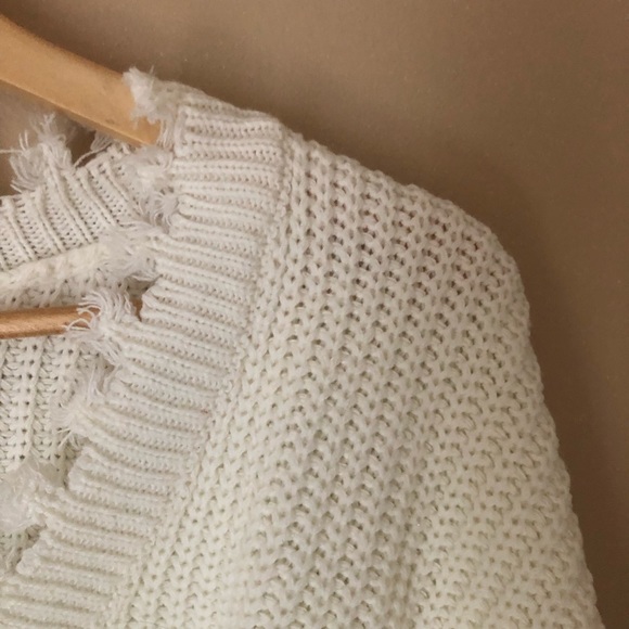 Sweaters | Frayed Ivory Sweater | Poshmark